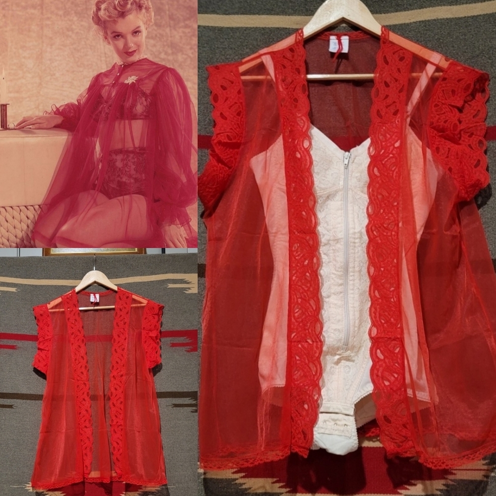 Vintage 70s Sheer Lingerie Red Only Gem